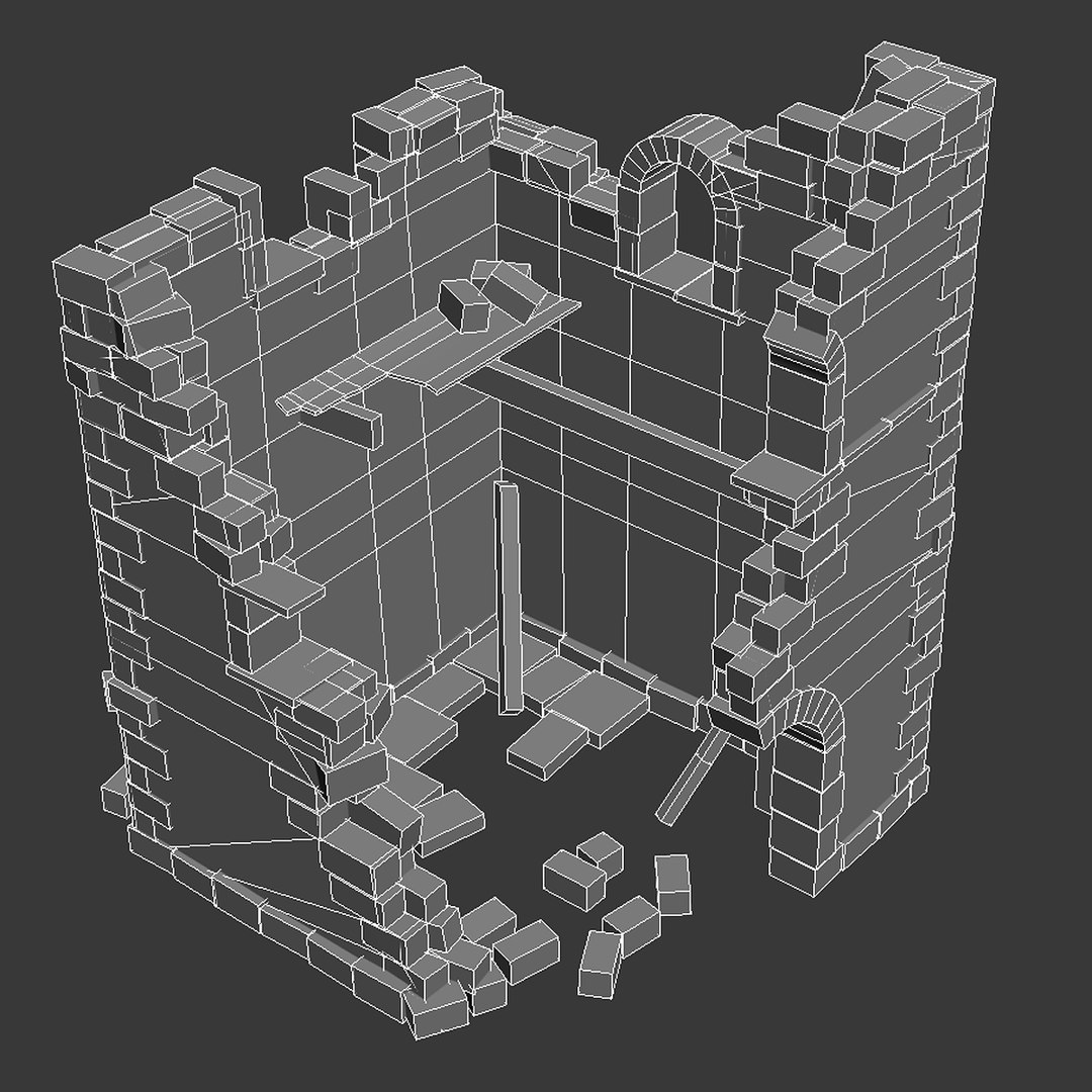 3d old tower ruins