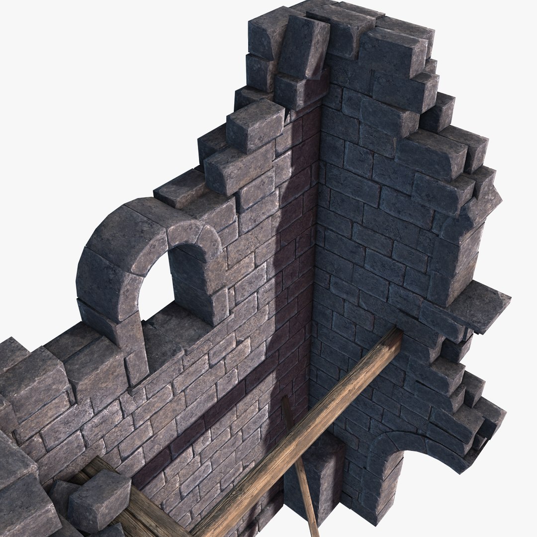 3d old tower ruins