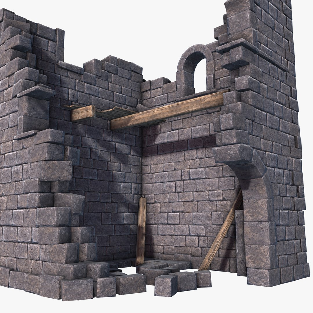 3d old tower ruins