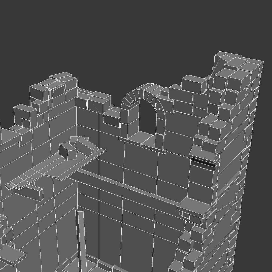 3d old tower ruins