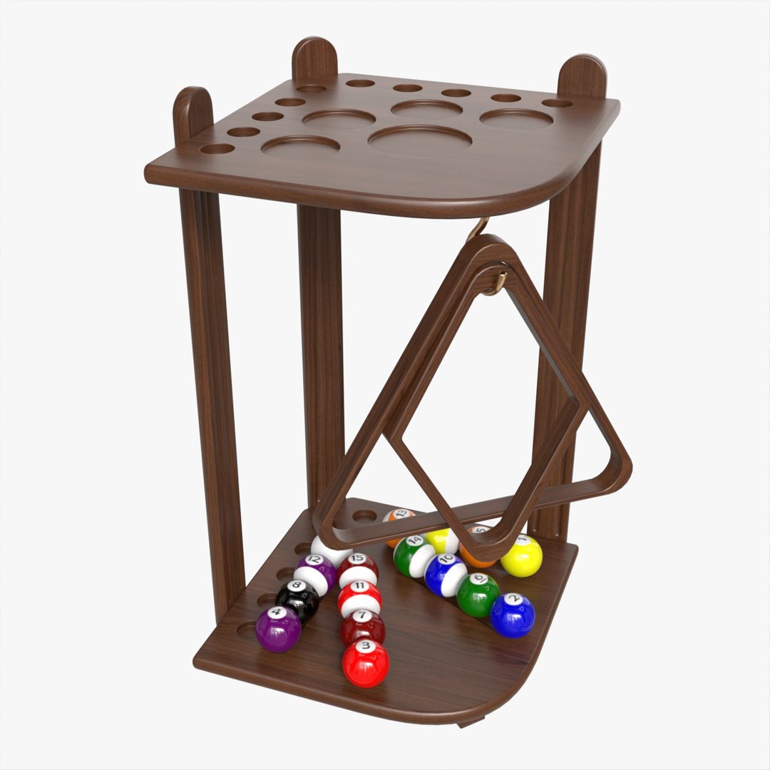 Billiard 10 Cue Corner Floor Rack Dark Model - TurboSquid 2073614