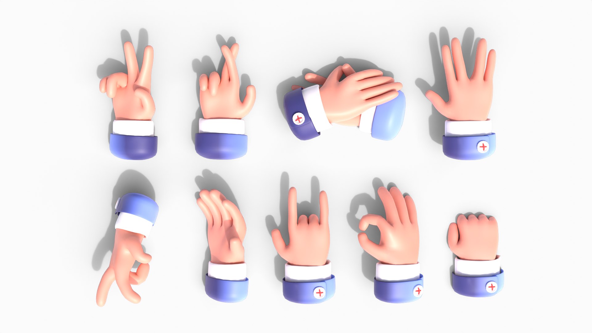 3D Cartoon Of Hands Set 3D Model - TurboSquid 2067390