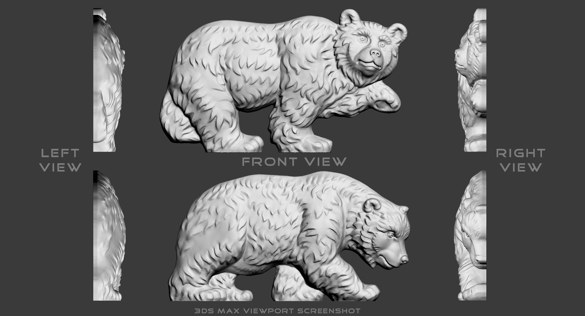 Walking Bears Relief Sculpture 3d Model