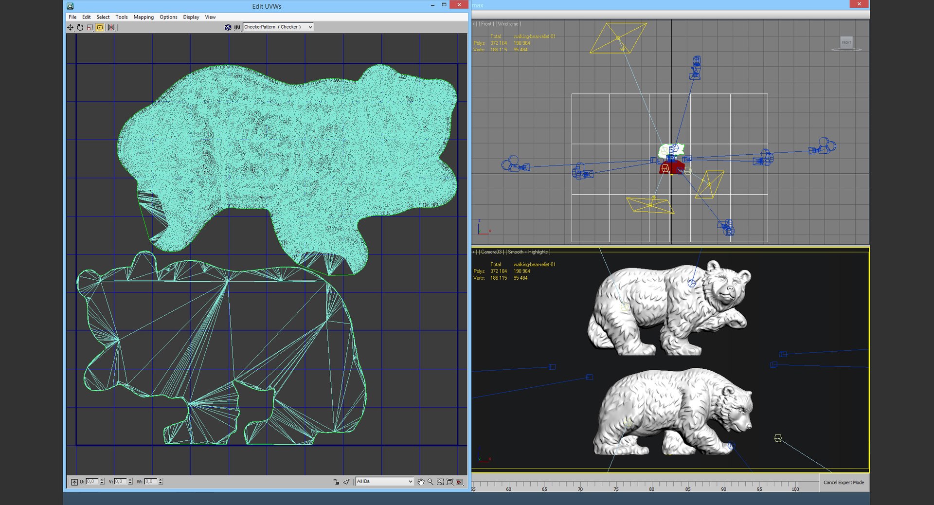 Walking Bears Relief Sculpture 3d Model