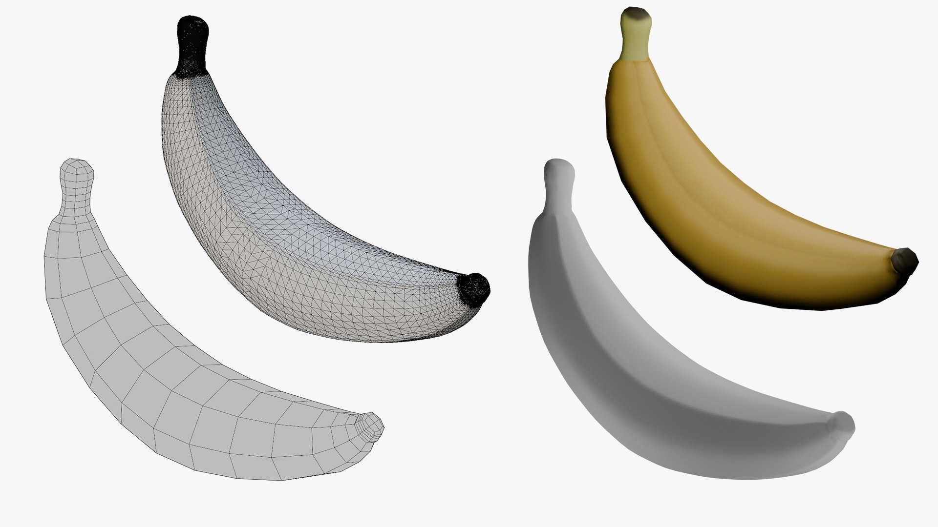 Free 3D Banana In Low And High Poly Model - TurboSquid 2201451