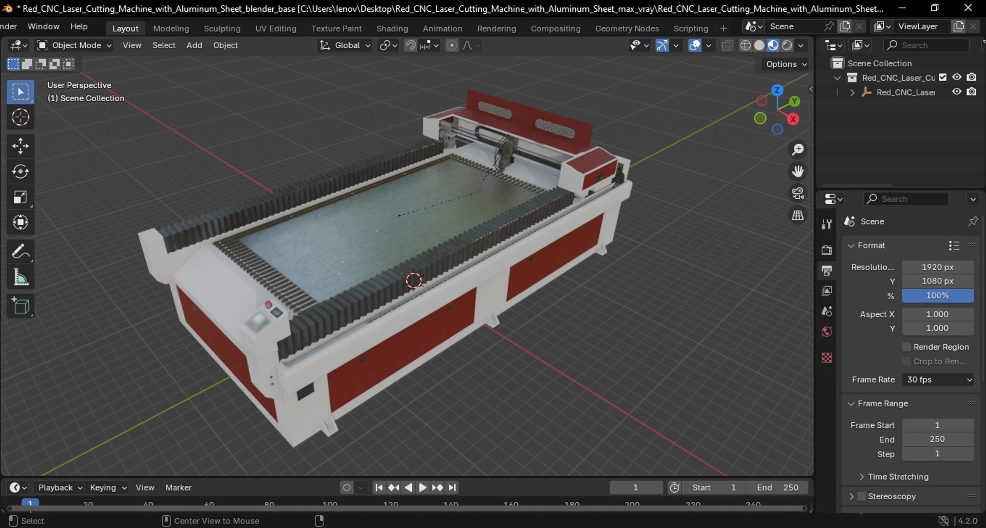 Red CNC Laser Cutting Machine With Aluminum Sheet Model - TurboSquid ...