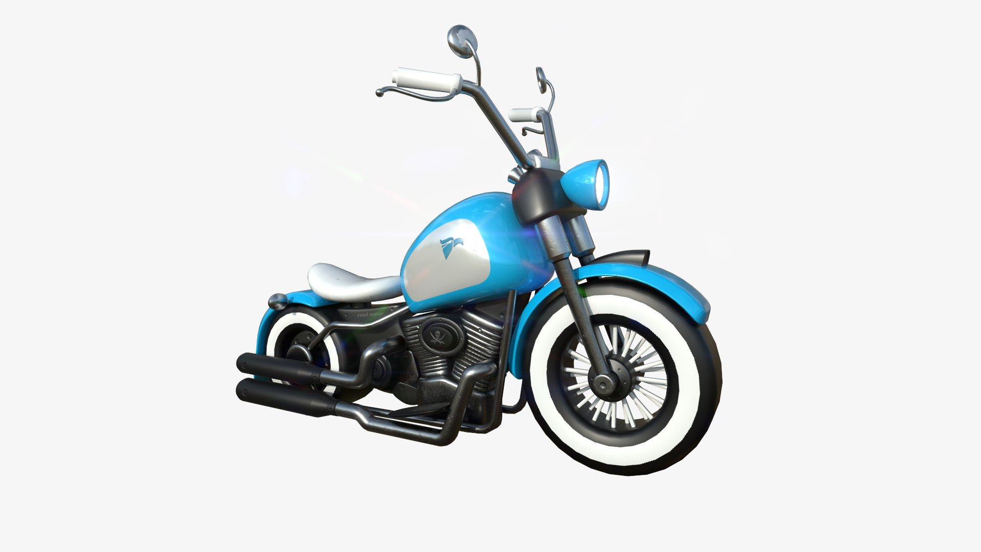 Motorcycle Cartoon A16 Blue White - Custom Vehicle Design 3D ...