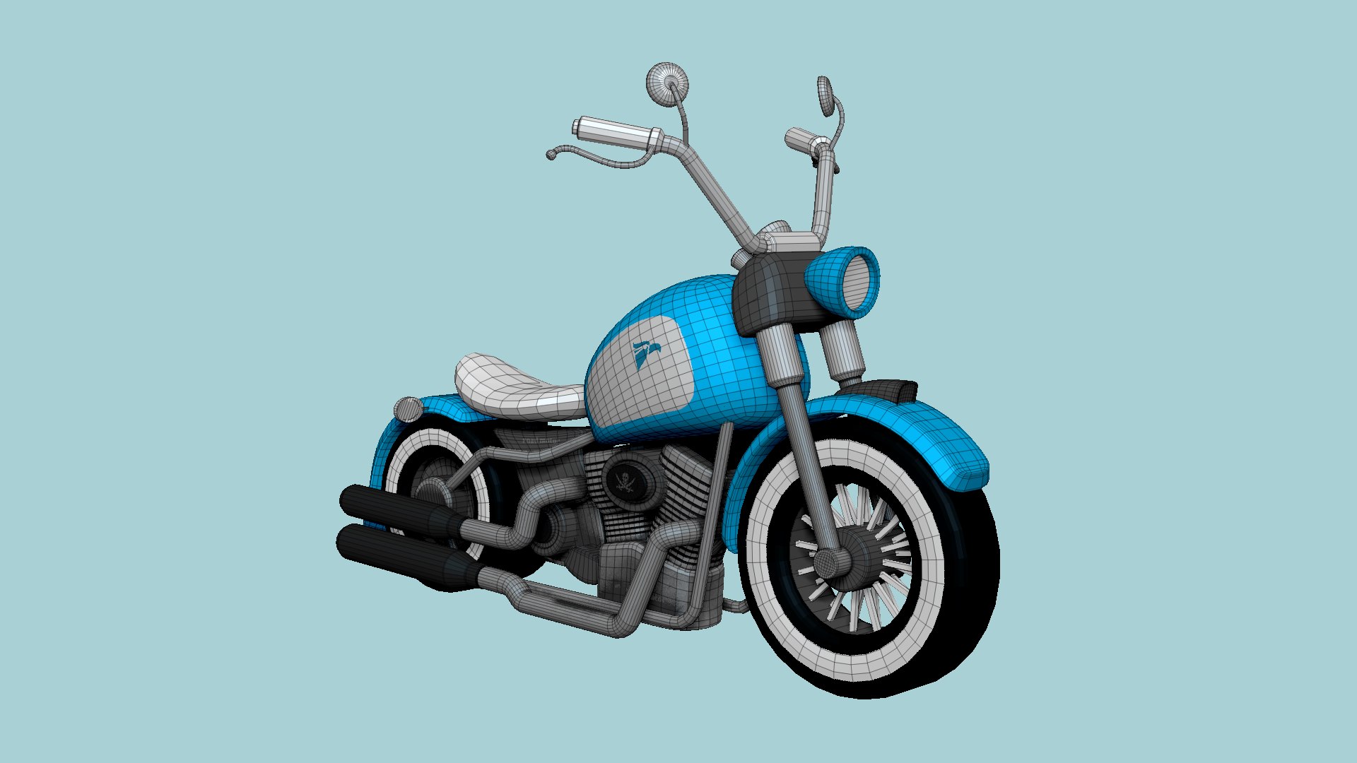 Motorcycle Cartoon A16 Blue White - Custom Vehicle Design 3D ...
