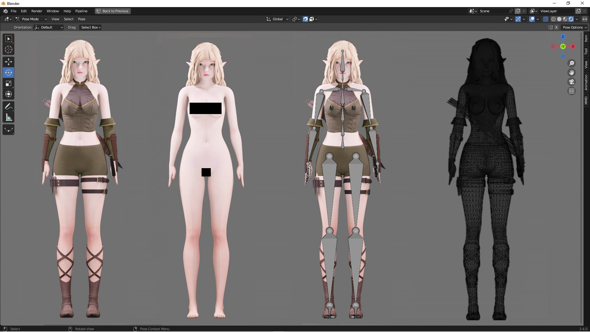 Elf Archer - Realistic Female Character - Blender UE5 Unity - 40 Animations 3D - TurboSquid 2225459