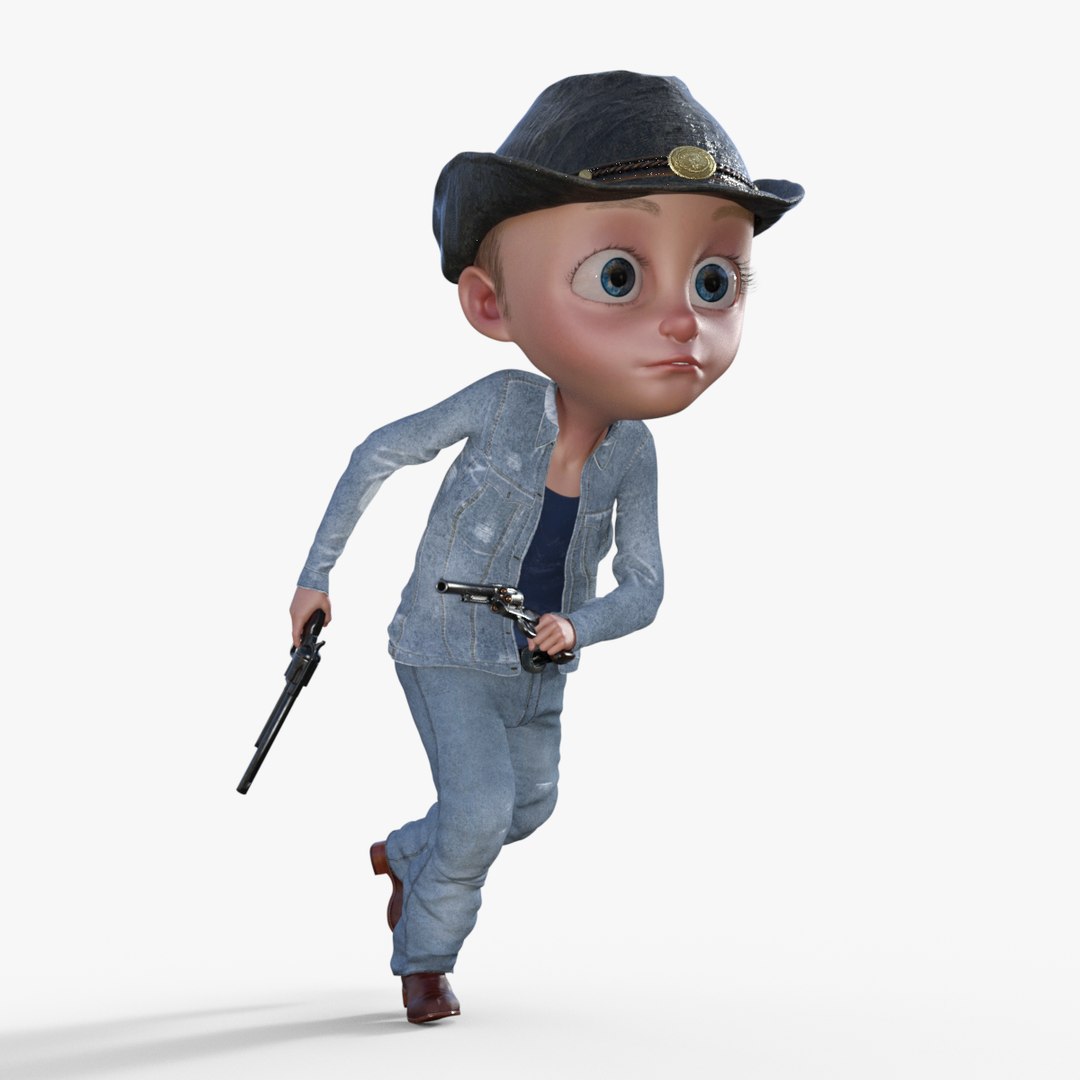 3D Model Cartoon Cowboy Rigged - TurboSquid 1980405