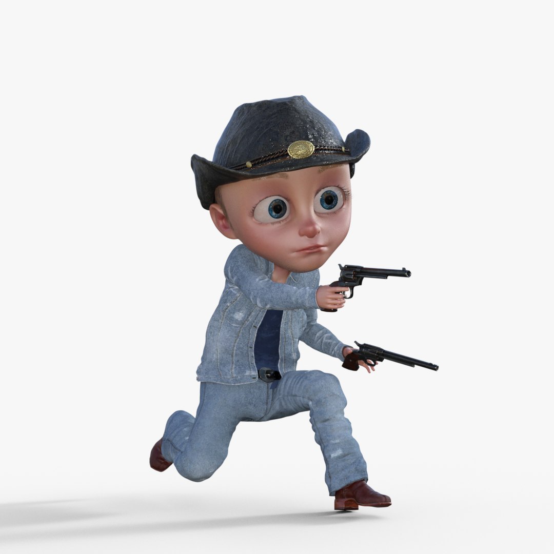 3D Model Cartoon Cowboy Rigged - TurboSquid 1980405