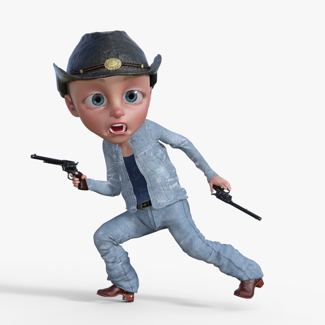 3D Model Cartoon Cowboy Rigged - TurboSquid 1980405