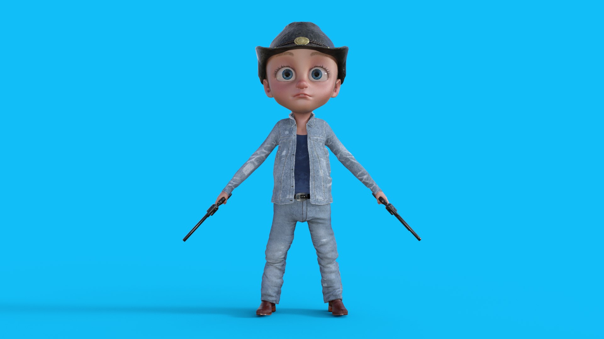 3D Model Cartoon Cowboy Rigged - TurboSquid 1980405