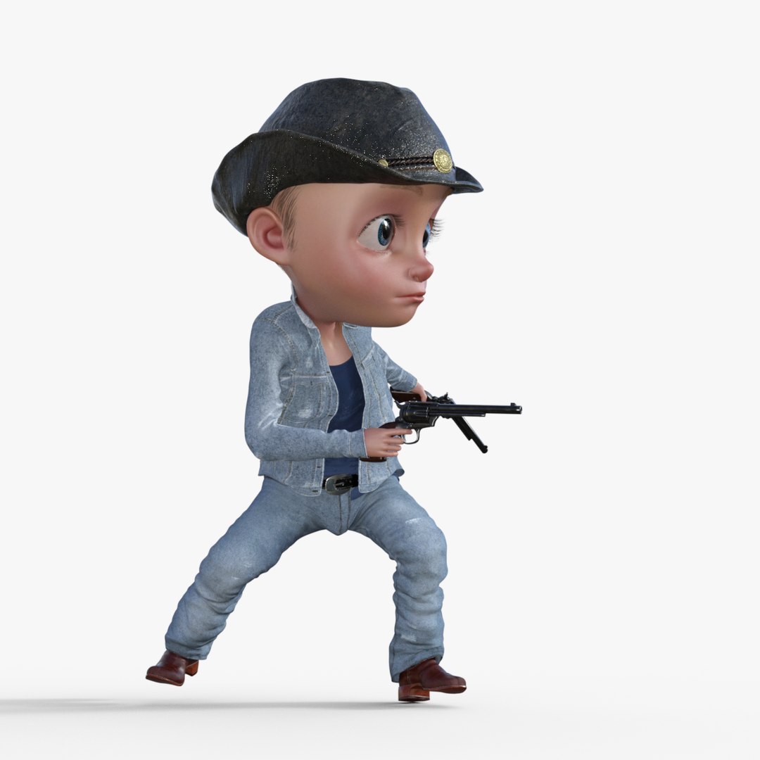 3D Model Cartoon Cowboy Rigged - TurboSquid 1980405