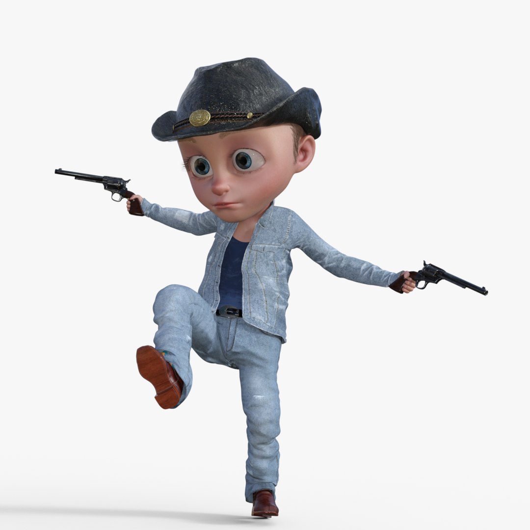 3D Model Cartoon Cowboy Rigged - TurboSquid 1980405