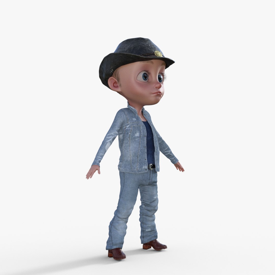 3D Model Cartoon Cowboy Rigged - TurboSquid 1980405