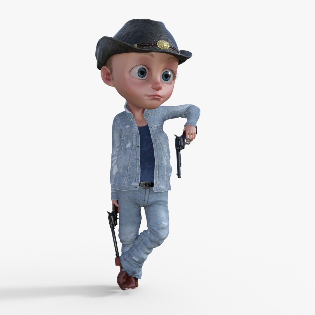 3D Model Cartoon Cowboy Rigged - TurboSquid 1980405