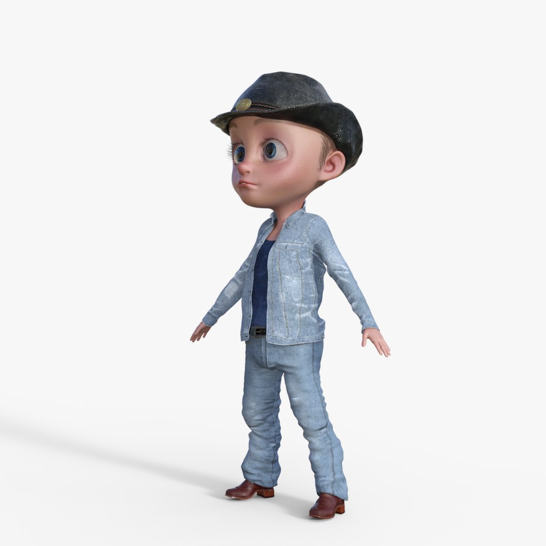 3D Model Cartoon Cowboy Rigged - TurboSquid 1980405