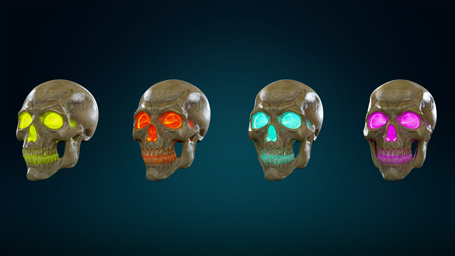 3D Human Skeleton Skull - Yellow- Lowpoly - Game Ready - TurboSquid 2154238