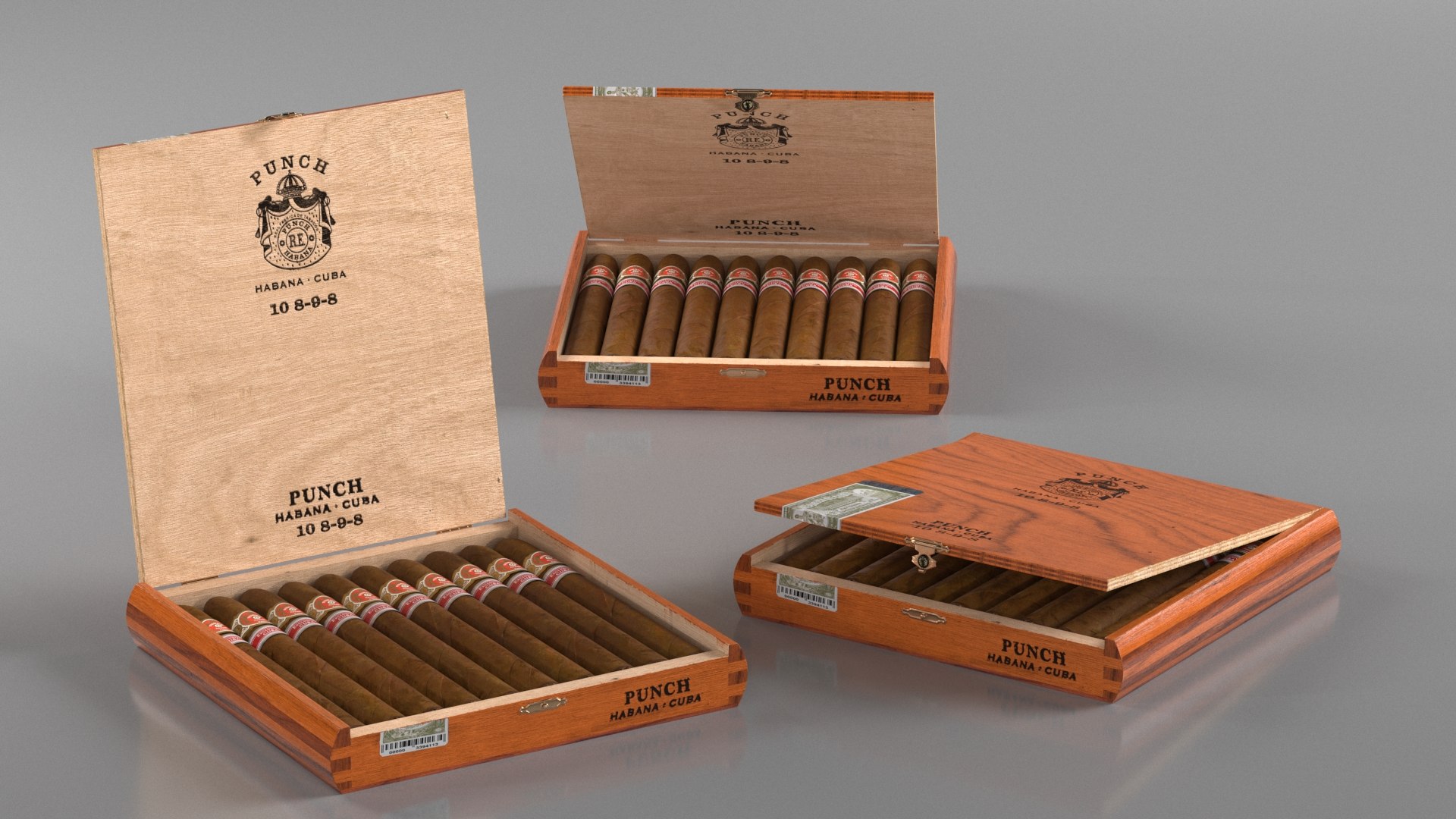 Cuban Cigars Box Punch Double Corona Open 3D Model - TurboSquid 2274416