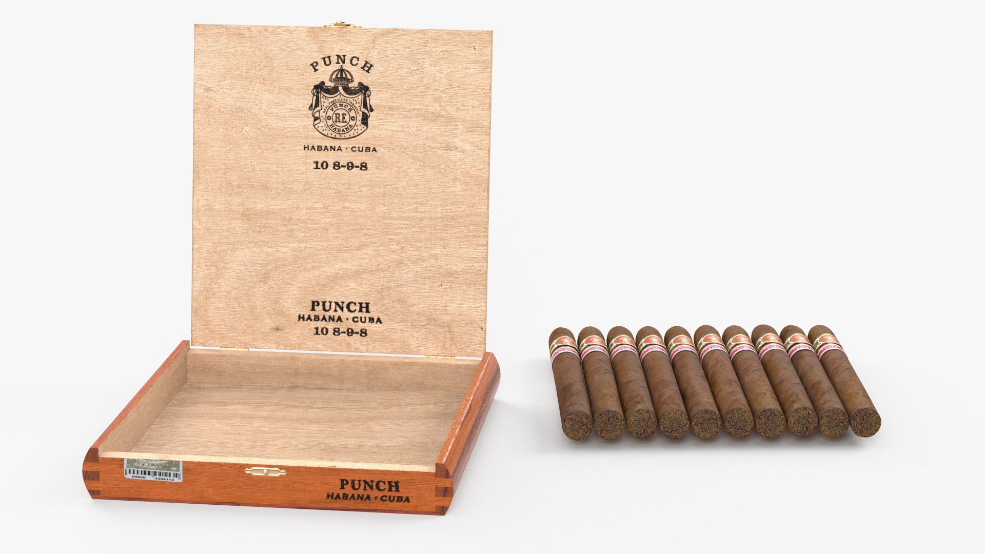 Cuban Cigars Box Punch Double Corona Open 3D Model - TurboSquid 2274416