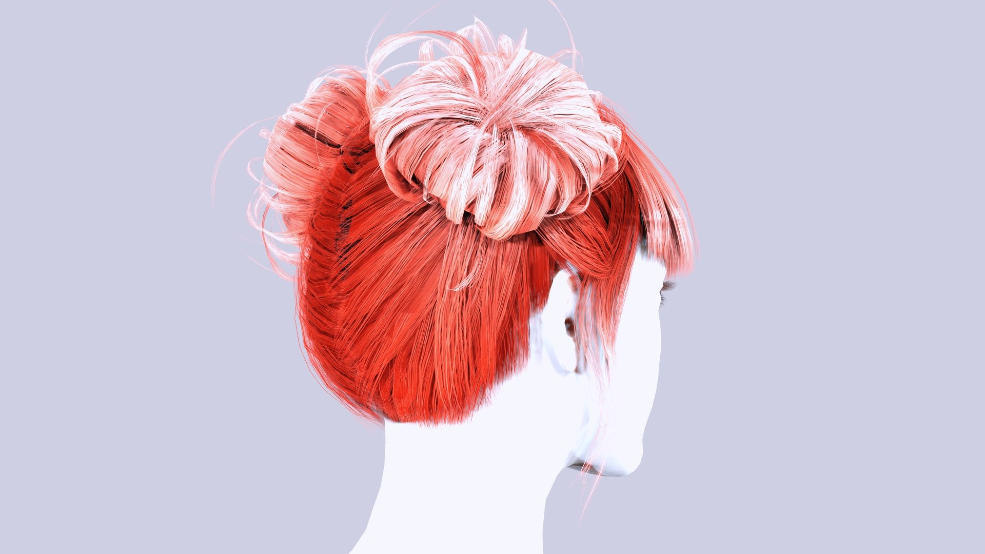 3D Female hair - Double Hostess Bun Low-poly - TurboSquid 2139472