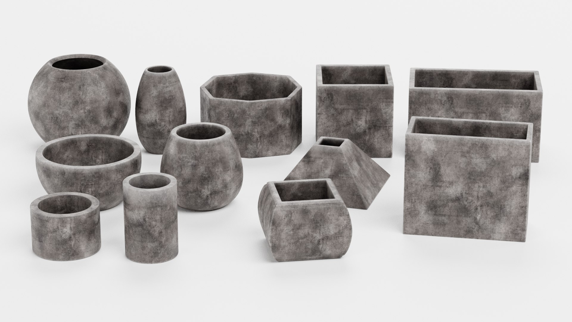 3D concrete pots model - TurboSquid 1652271