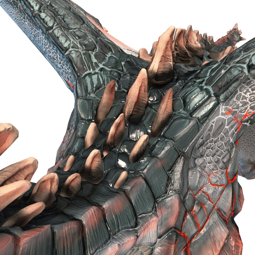 3d model realistic volcano dragon pose