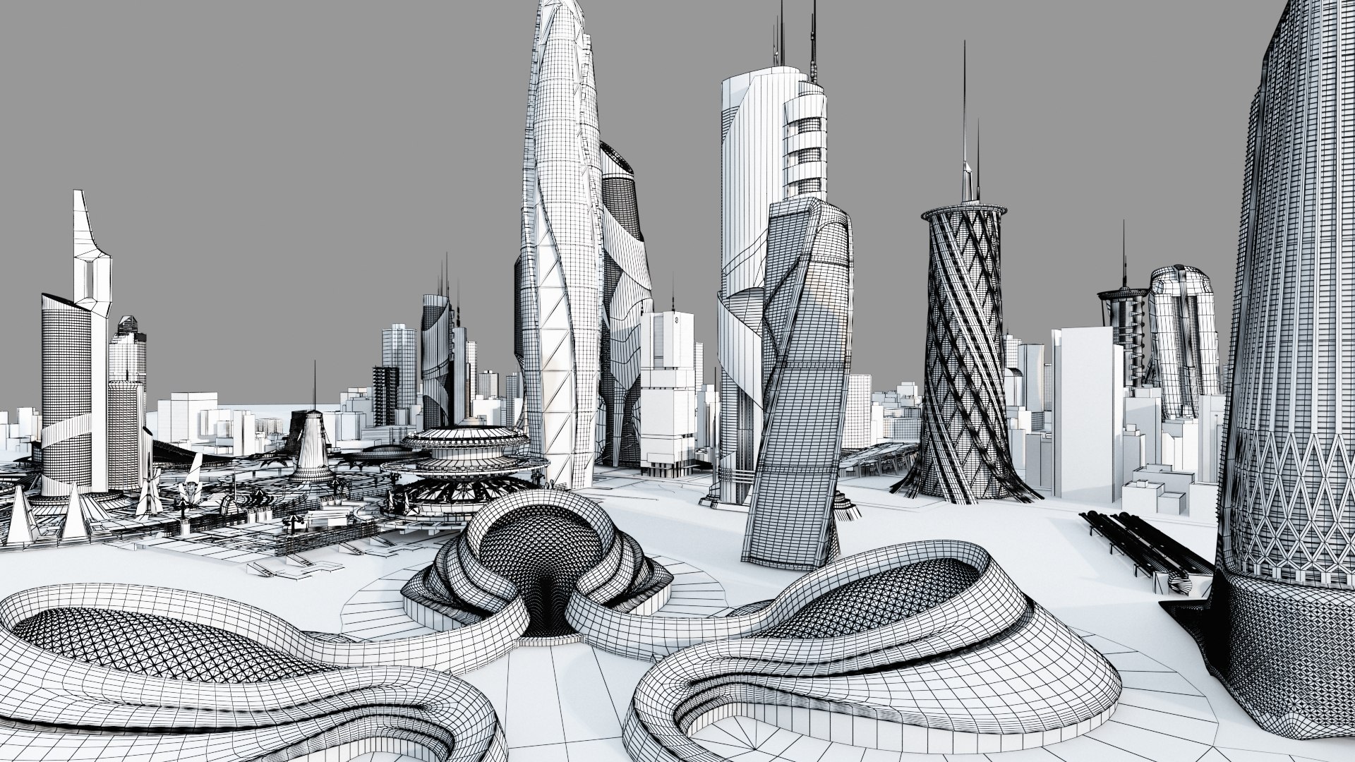Future City 01 3D Model - TurboSquid 1942371