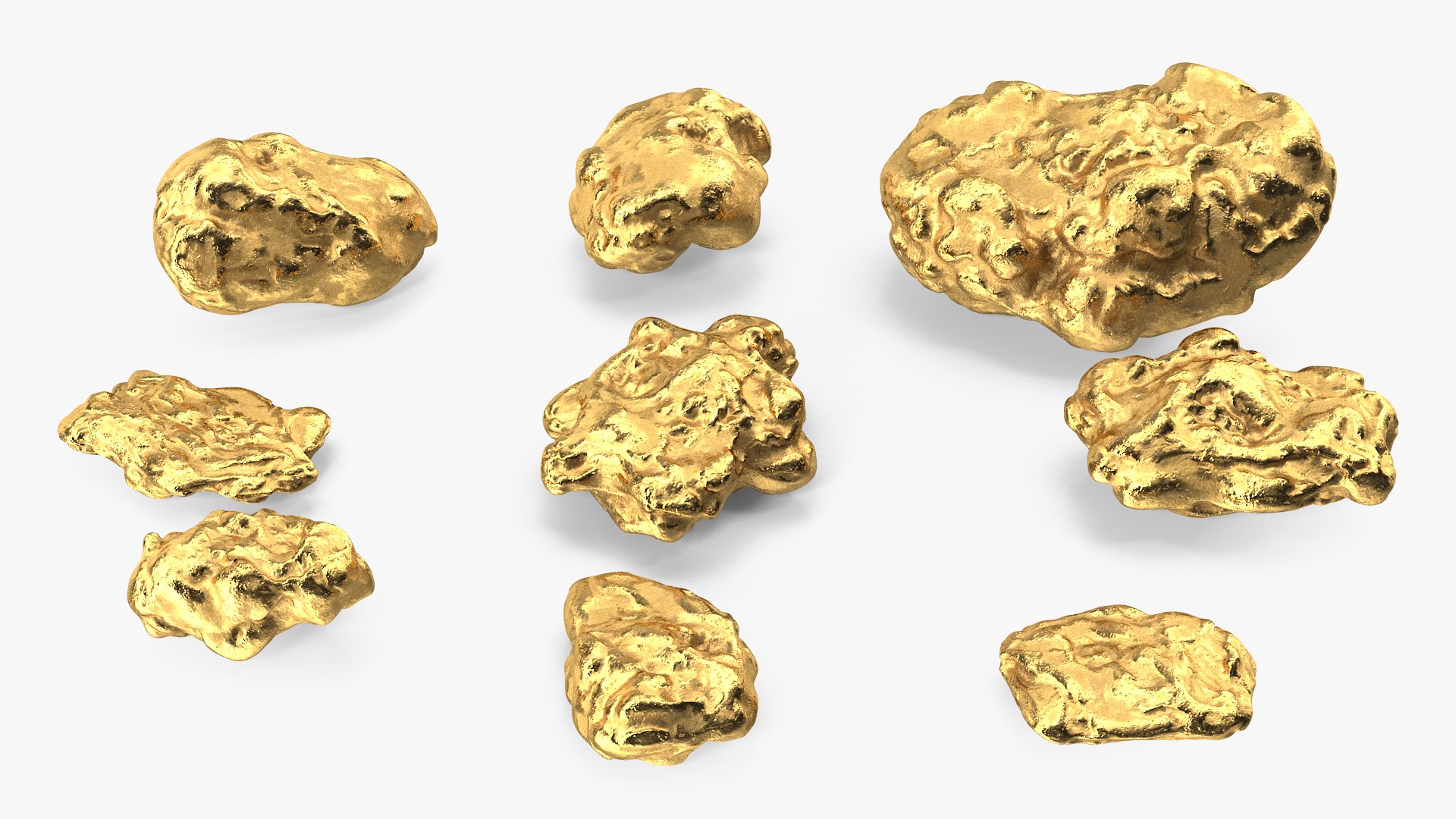 Metallic Minerals Gold Set 3D Model - TurboSquid 1763283