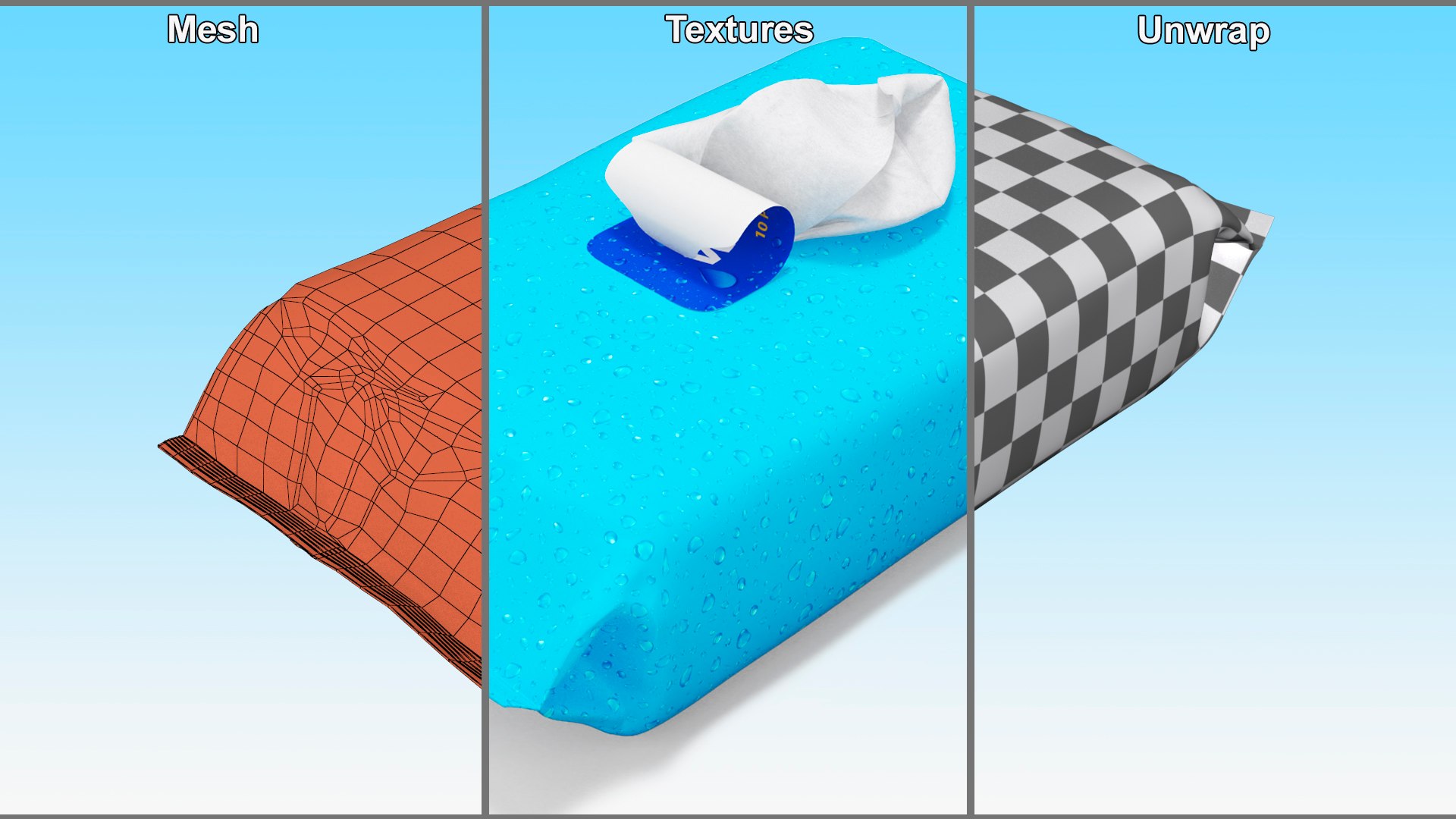 3D Blue Pack With Wet Napkin Sticking Out - TurboSquid 2230767