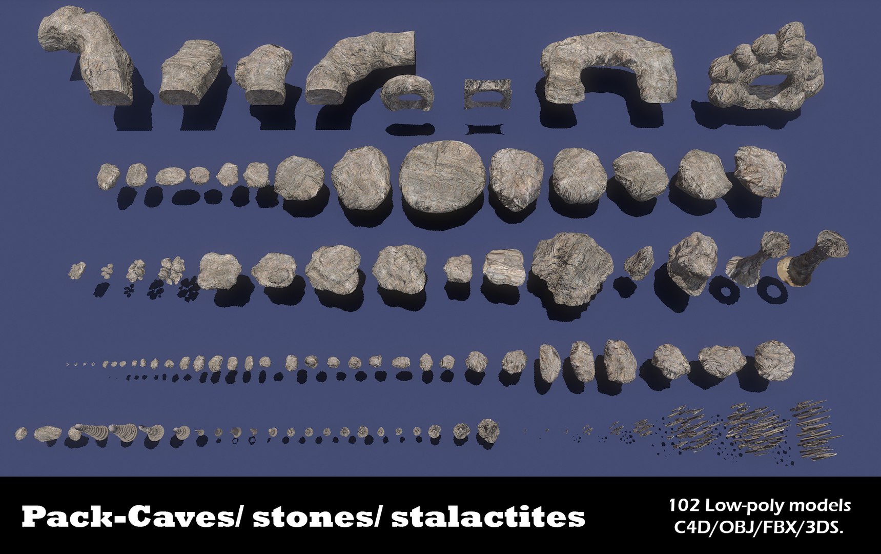 3D Low-poly Stones Model - TurboSquid 1713425