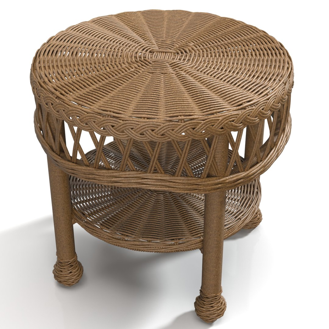 Outdoor Round Wicker Table PBR Model - TurboSquid 2242682