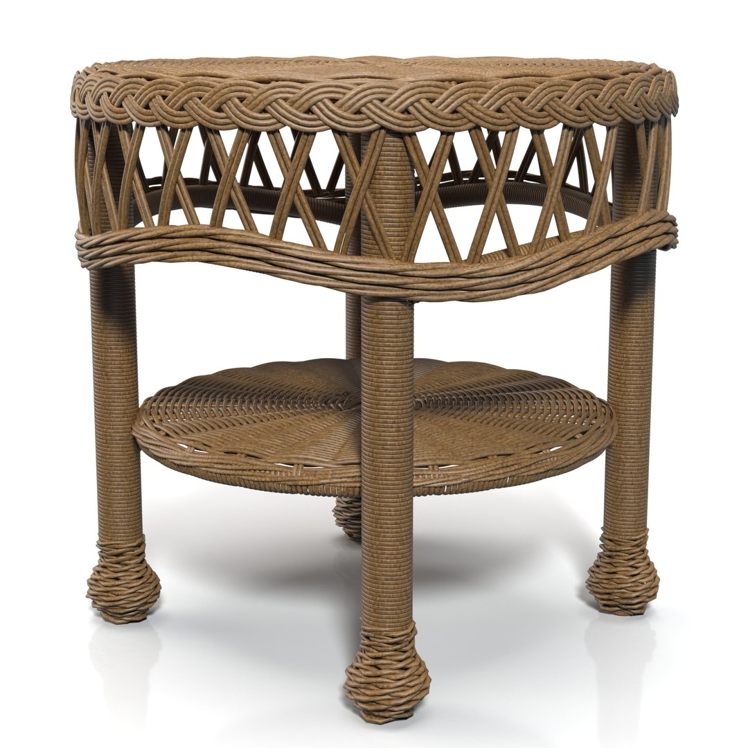 Outdoor Round Wicker Table PBR Model - TurboSquid 2242682