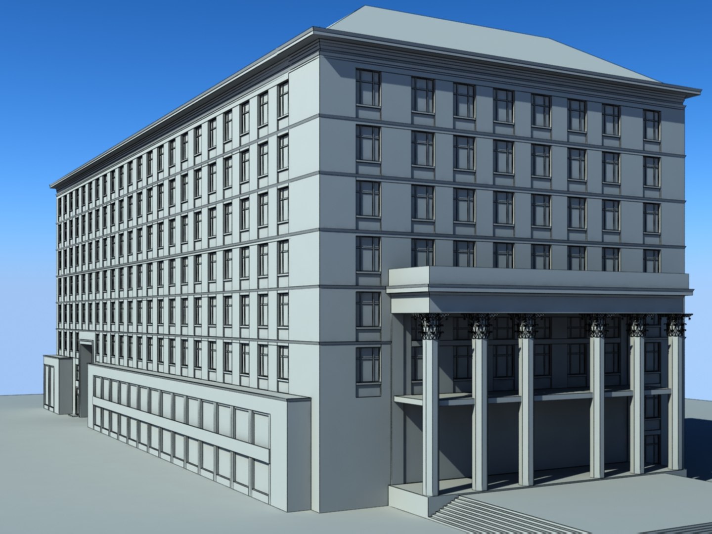 Administrative Building Classic Style 3d Model