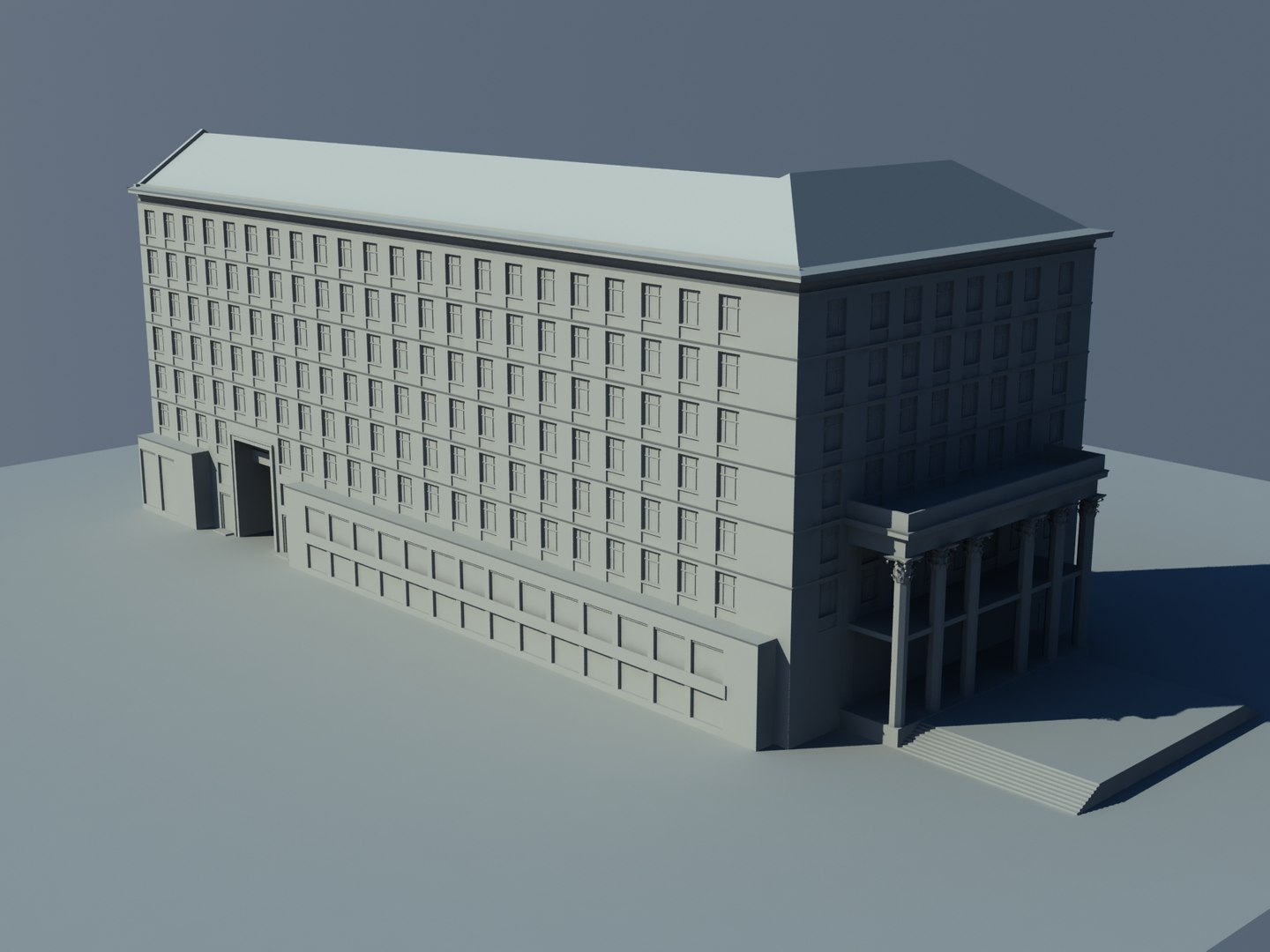 Administrative Building Classic Style 3d Model