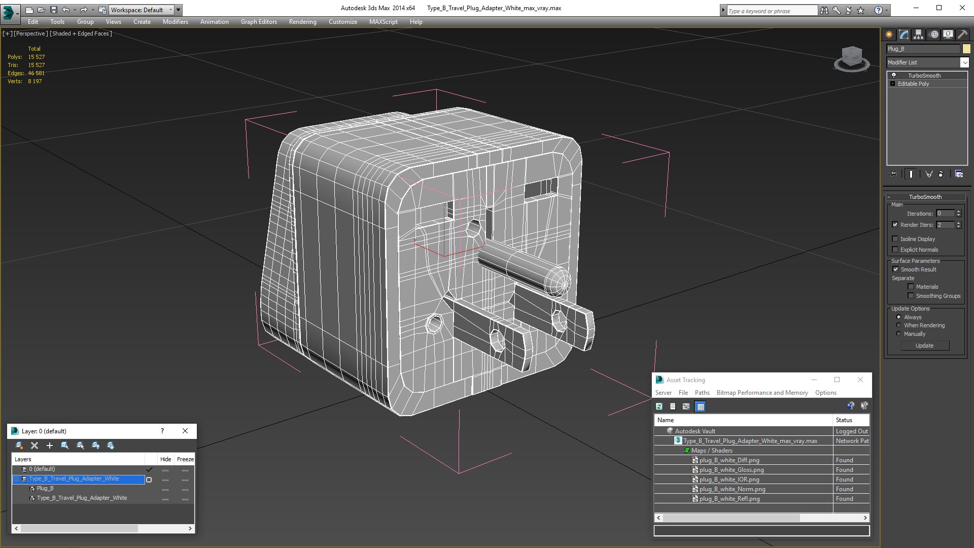 3D Model Type B Travel Plug Adapter White - TurboSquid 1838065