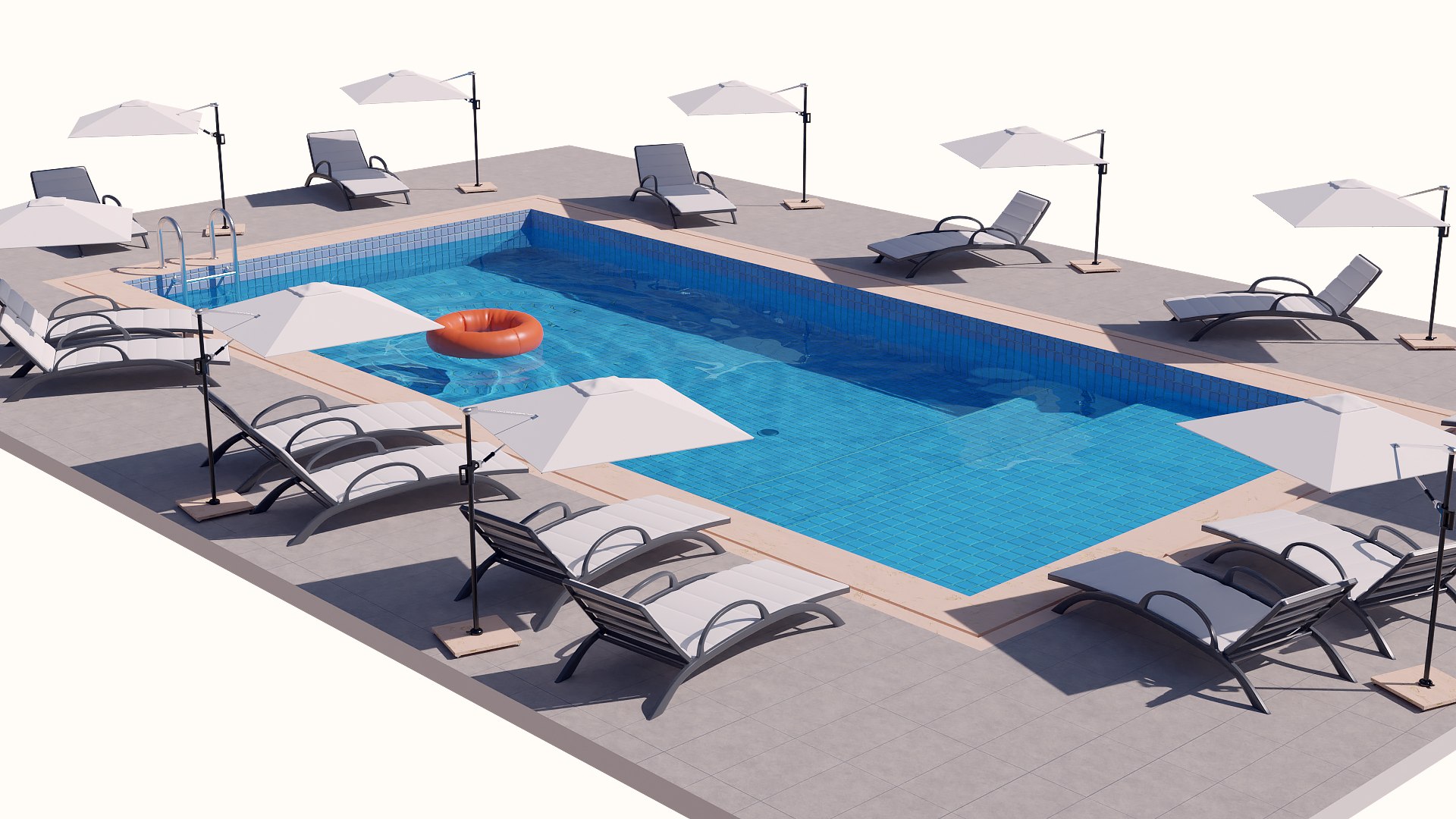 A Swimming Pool Set With Realistic Water 3D Model - TurboSquid 2422333