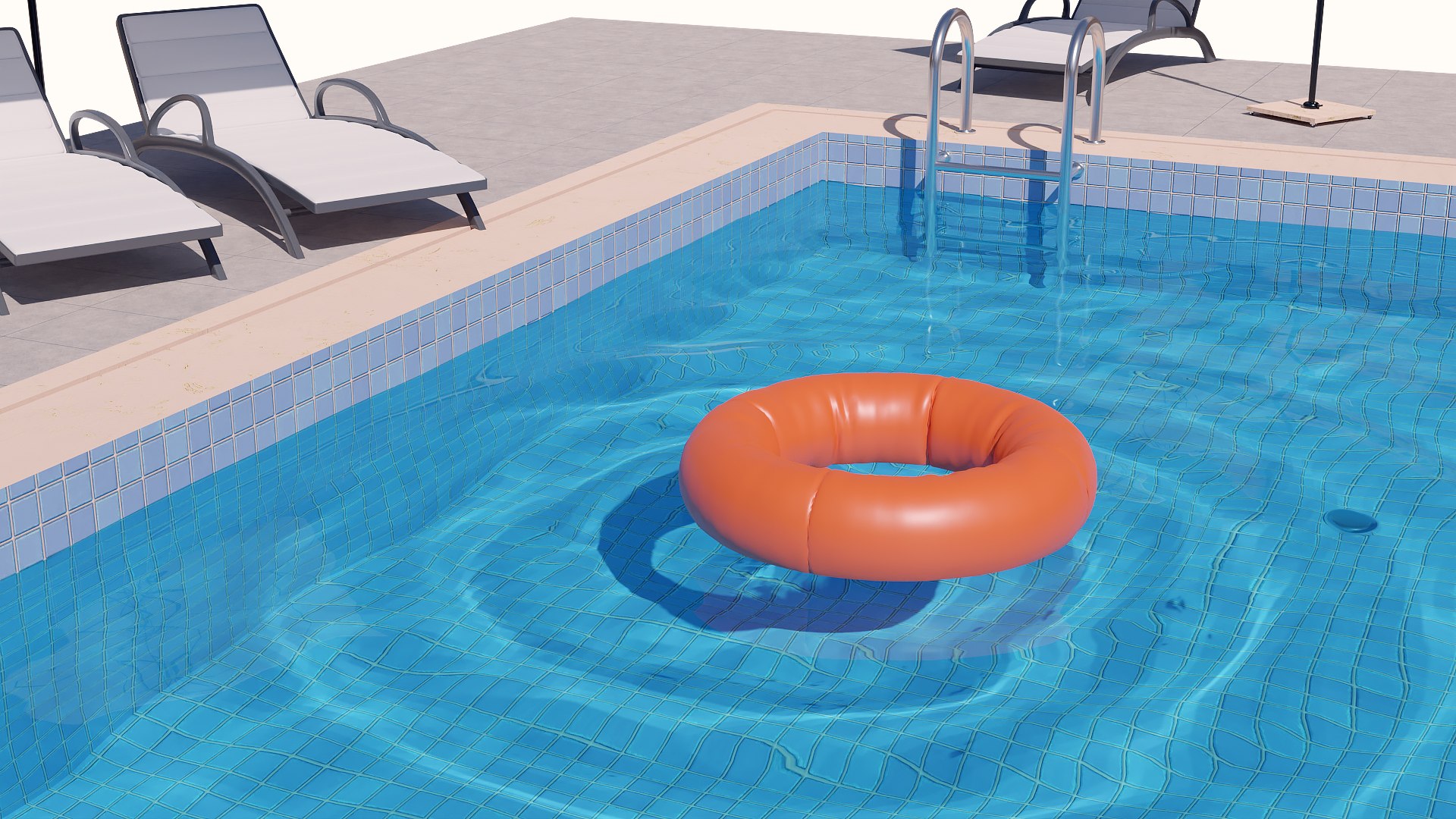 A Swimming Pool Set With Realistic Water 3D Model - TurboSquid 2422333