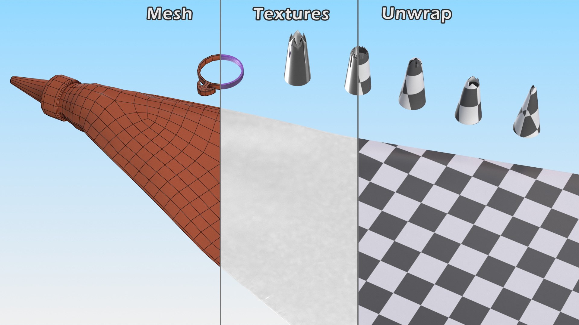 Piping Bag with Steel Nozzles Set 3D model - TurboSquid 1872874