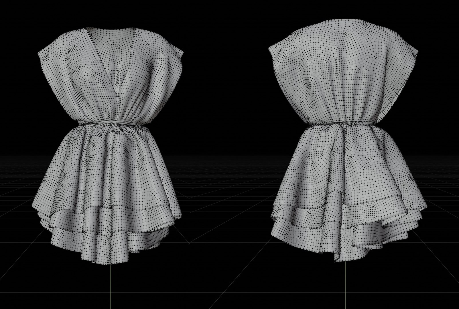 Floral Print Layered Ruffle Summer Dress 3D Model - TurboSquid 1747769