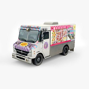 Ice-cream Mini-van Real-time 3D Model - TurboSquid 1279866