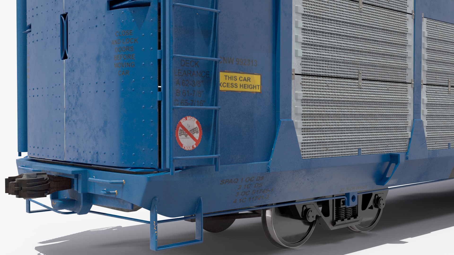 3D Autorack Railroad Car Blue - TurboSquid 2304561