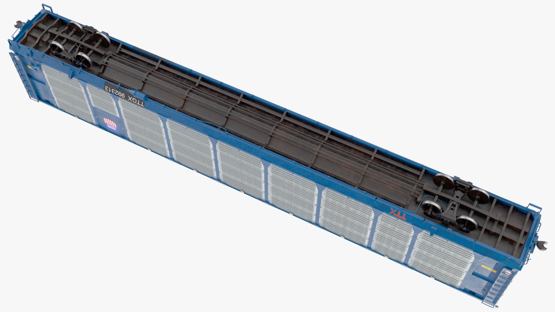 3D Autorack Railroad Car Blue - TurboSquid 2304561