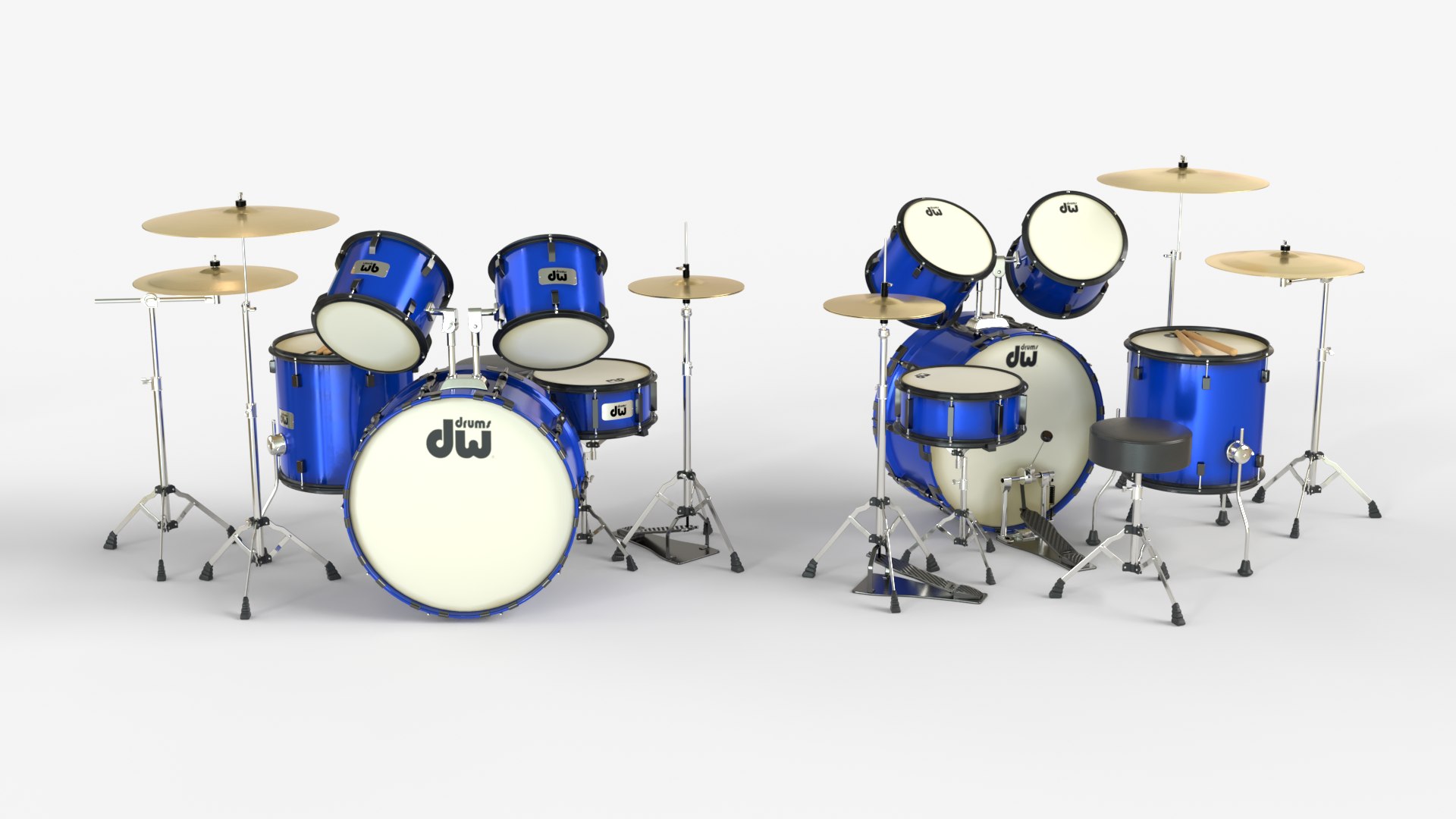 Full Blue Drum Set 3D Model - TurboSquid 2445325