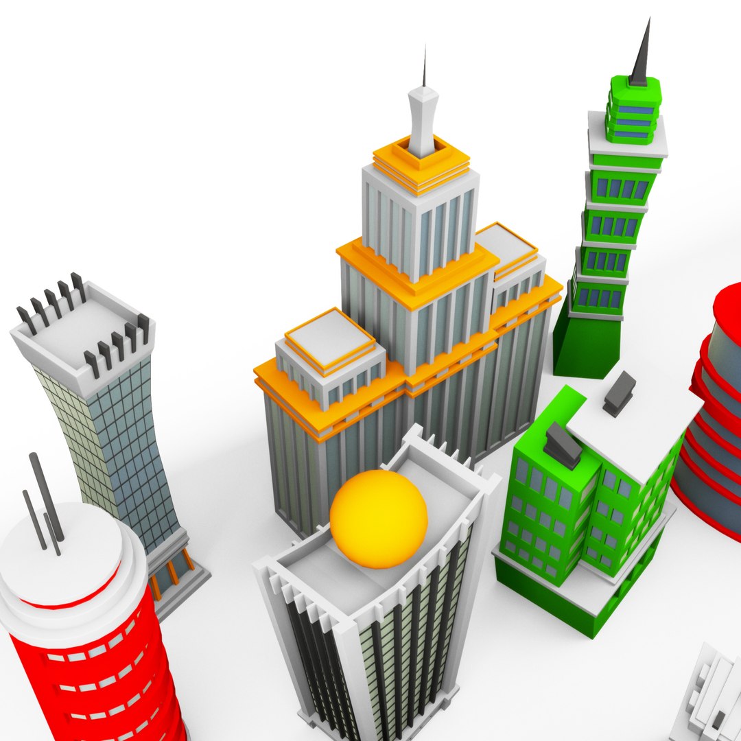 Pack Cartoon Skyscrapers 3D Model - TurboSquid 1641758