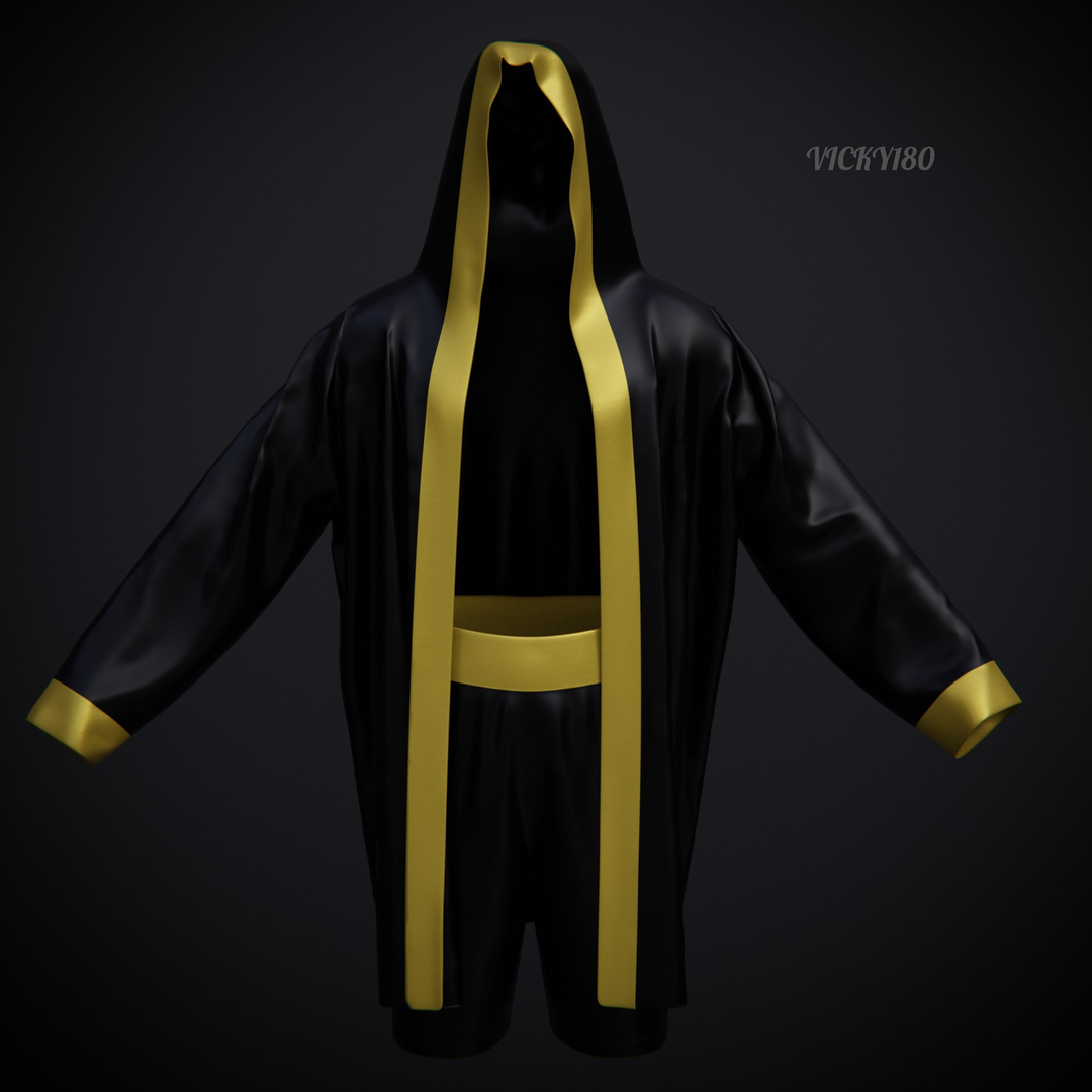 3D Model Male Boxing Outfit - Shorts And Robe With 2 Base Colors ...