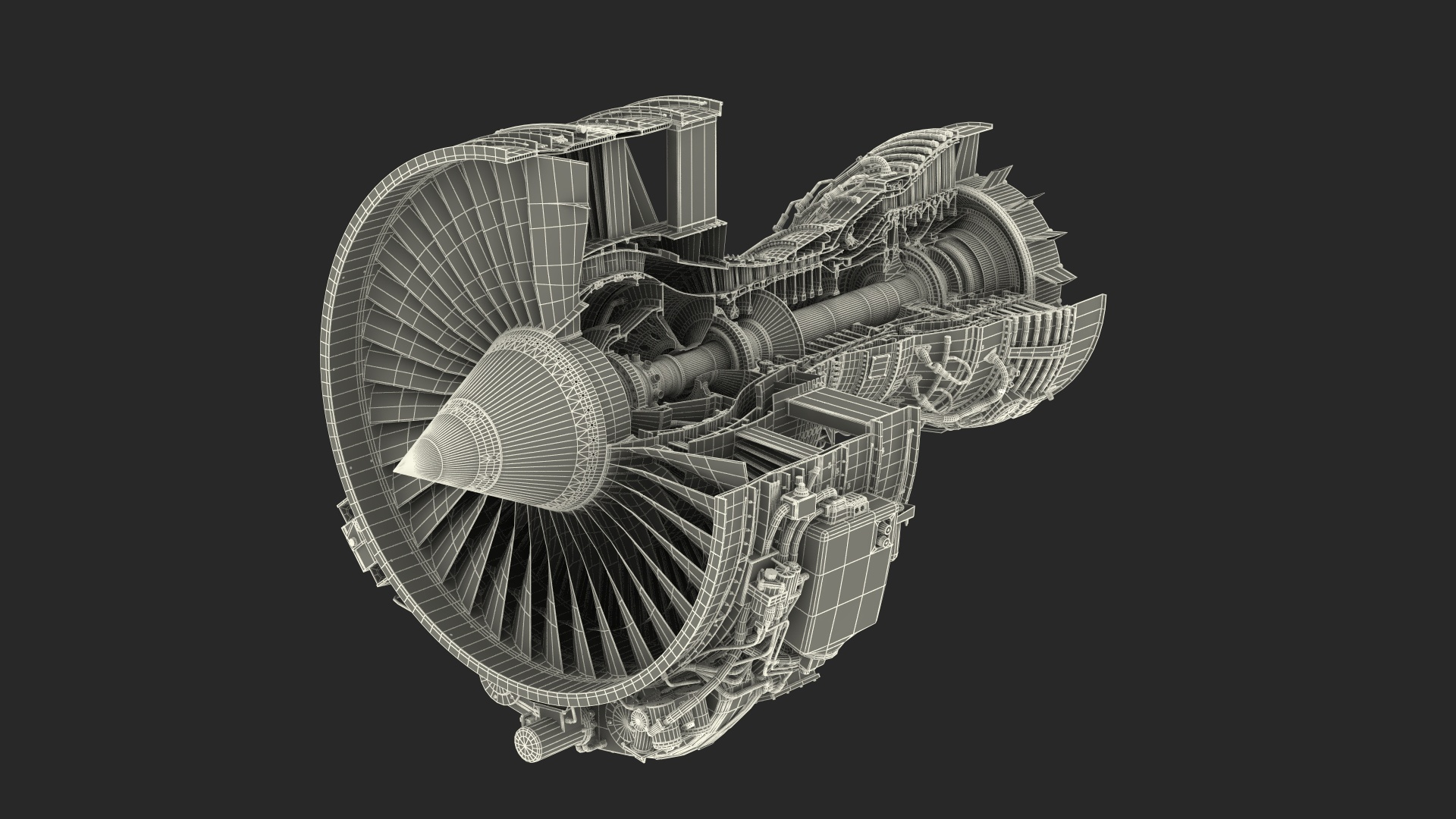 Aircraft Turbofan Engine CFM International CFM56 Sectioned 3D Model ...