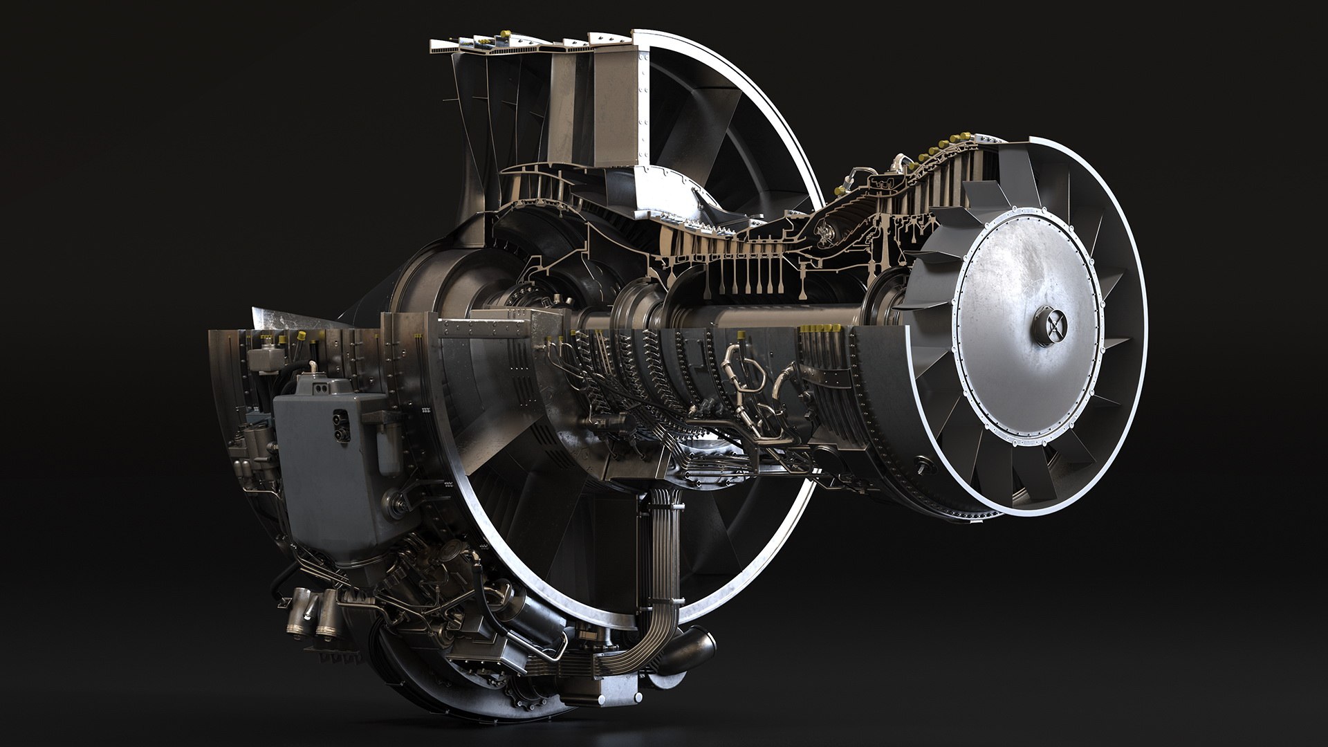 Aircraft Turbofan Engine CFM International CFM56 Sectioned 3D Model ...