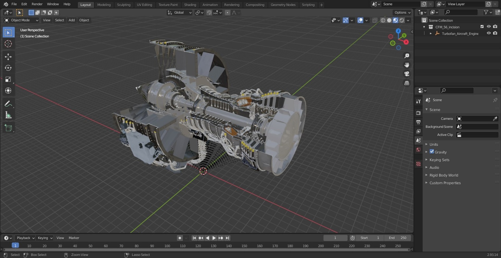 Aircraft Turbofan Engine CFM International CFM56 Sectioned 3D model ...